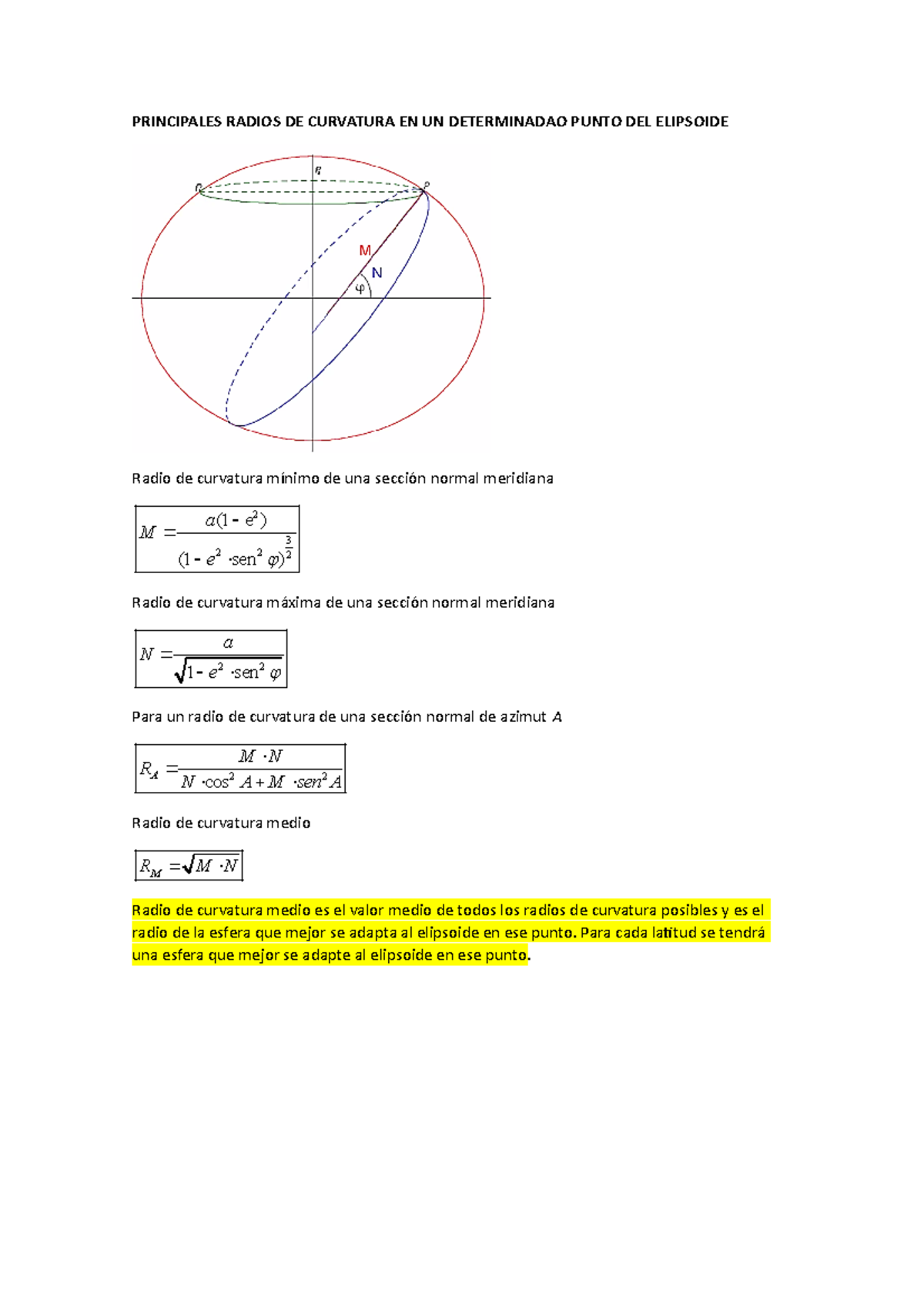 Geodesia clase 3 Radios Curvatura-Long Arc Paraleo y Meridiano ...