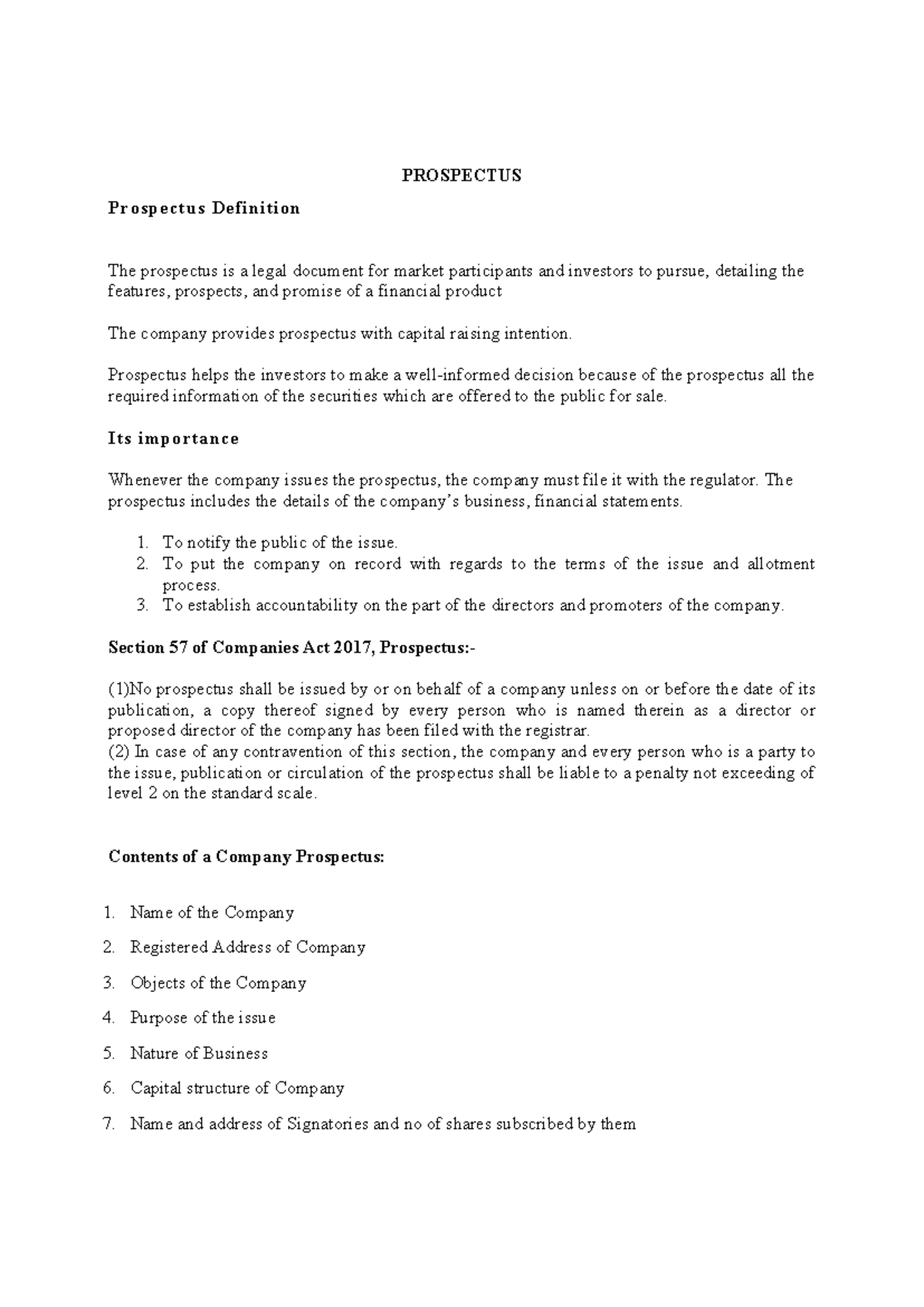 ..corporate law - PROSPECTUS Prospectus Definition The prospectus is a ...