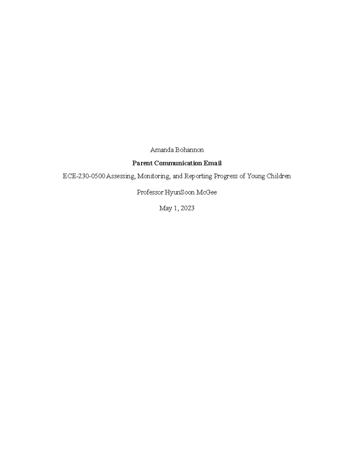 Parent Communication Email - Amanda Bohannon Parent Communication Email ...