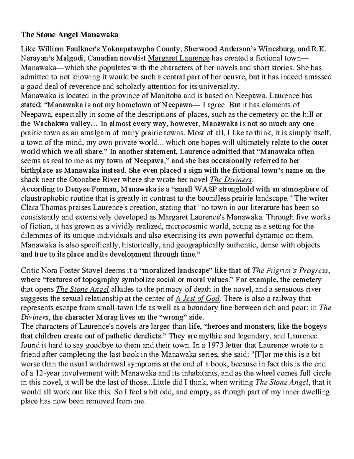 The Stone Angel Manawaka-converted - The Stone Angel Manawaka Like ...