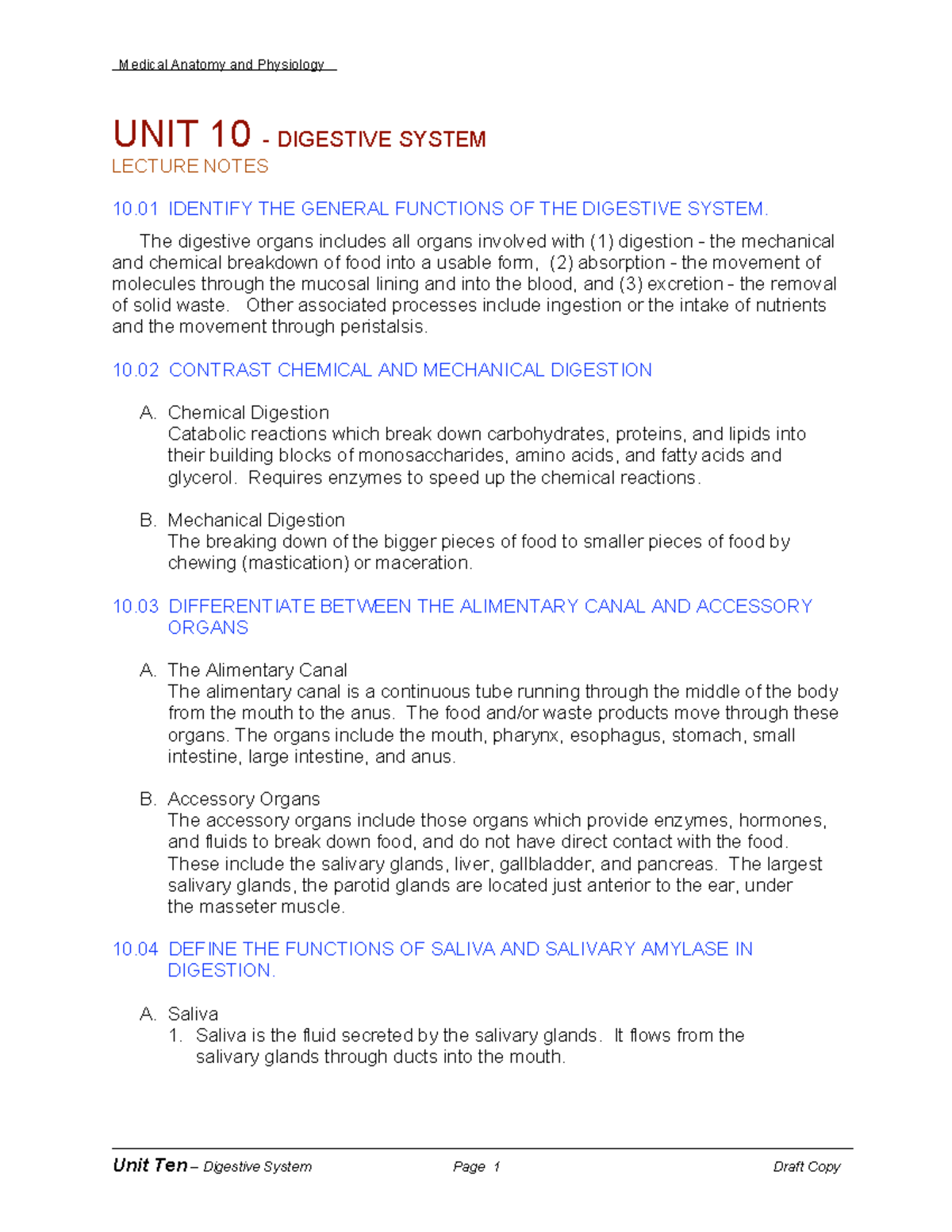 Module-14 - Digestive - UNIT 10 - DIGESTIVE SYSTEM LECTURE NOTES 10 ...