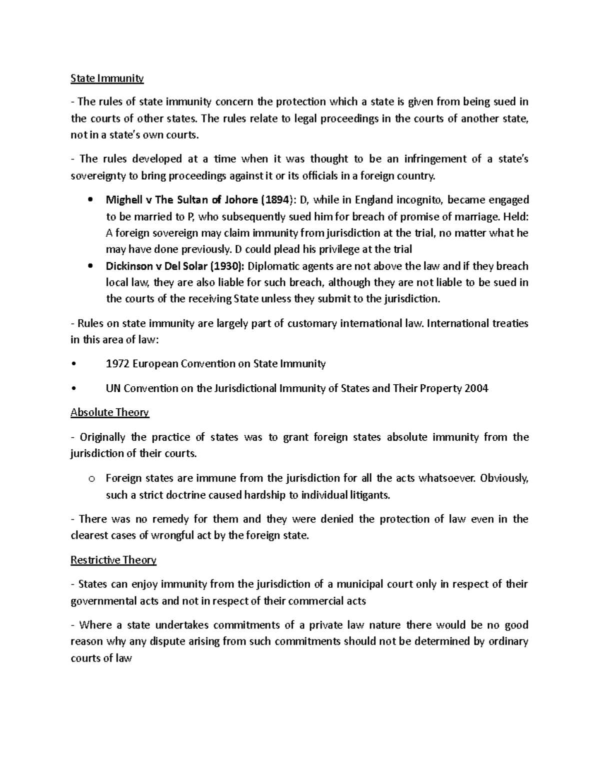 State-Immunity - Public International Law PIL3612 for State Immunity ...