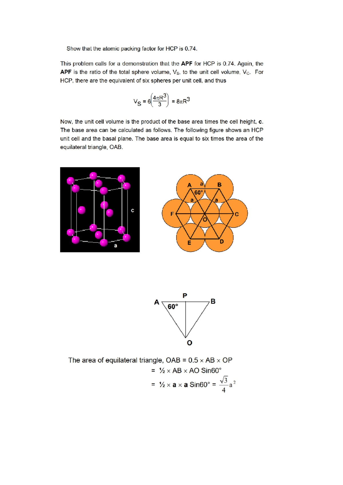 APF for HCP - notes and exercise - Show that the atomic packing factor ...