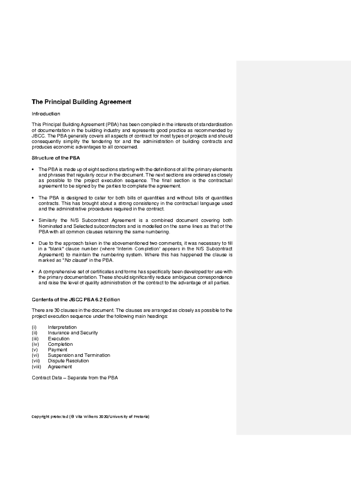 KKR322 Interpretation - The Principal Building Agreement Introduction ...