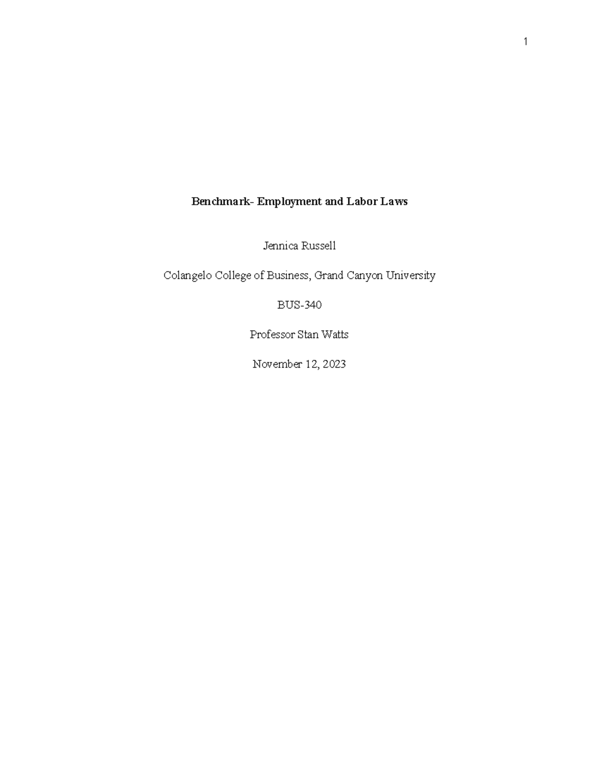 Benchmark- Employment and Labor Laws - Benchmark- Employment and Labor ...