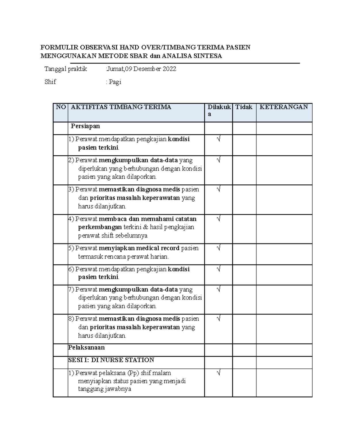 Formulir Observasi HAND OVER - FORMULIR OBSERVASI HAND OVER/TIMBANG ...