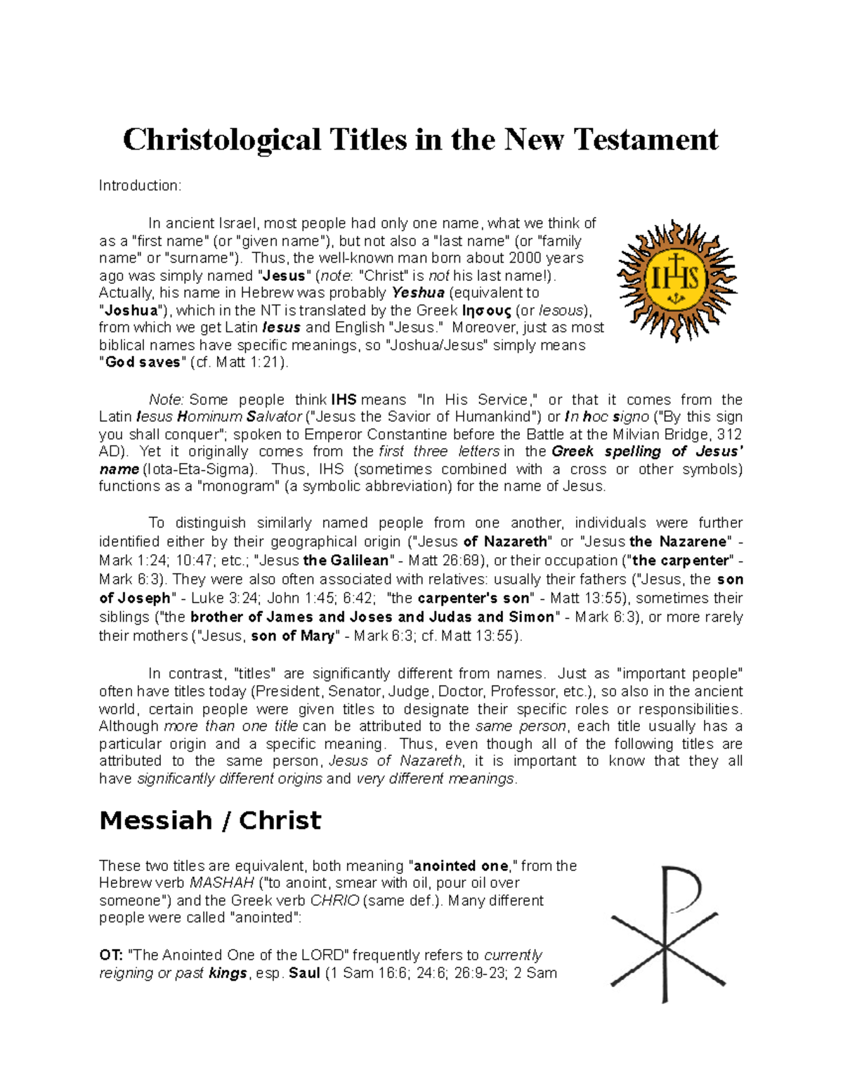 Christological Titles in the New Testament - Christological Titles in ...