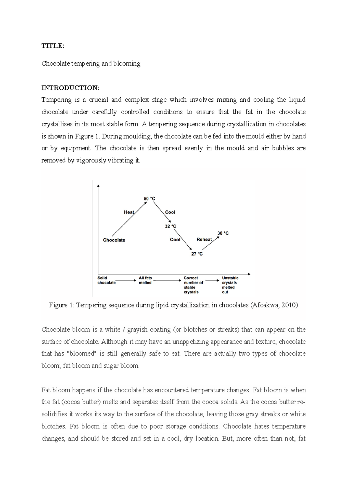 Lab manual-chocolate tempering (cocoa and confectionary) - TITLE ...