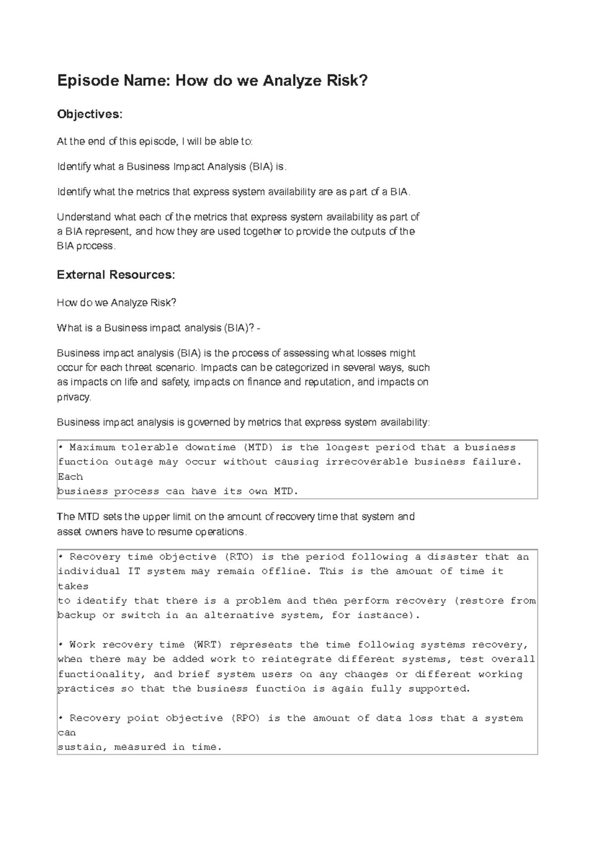 comptia-cysaplus-cs0002-5-2-3-how-do-we-analyze-risk - Episode Name: How do we Analyze Risk ...