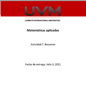 Actividad 3 Proyecto Integrador Etapa 1 - Matemáticas Aplicadas - UVM - Studocu
