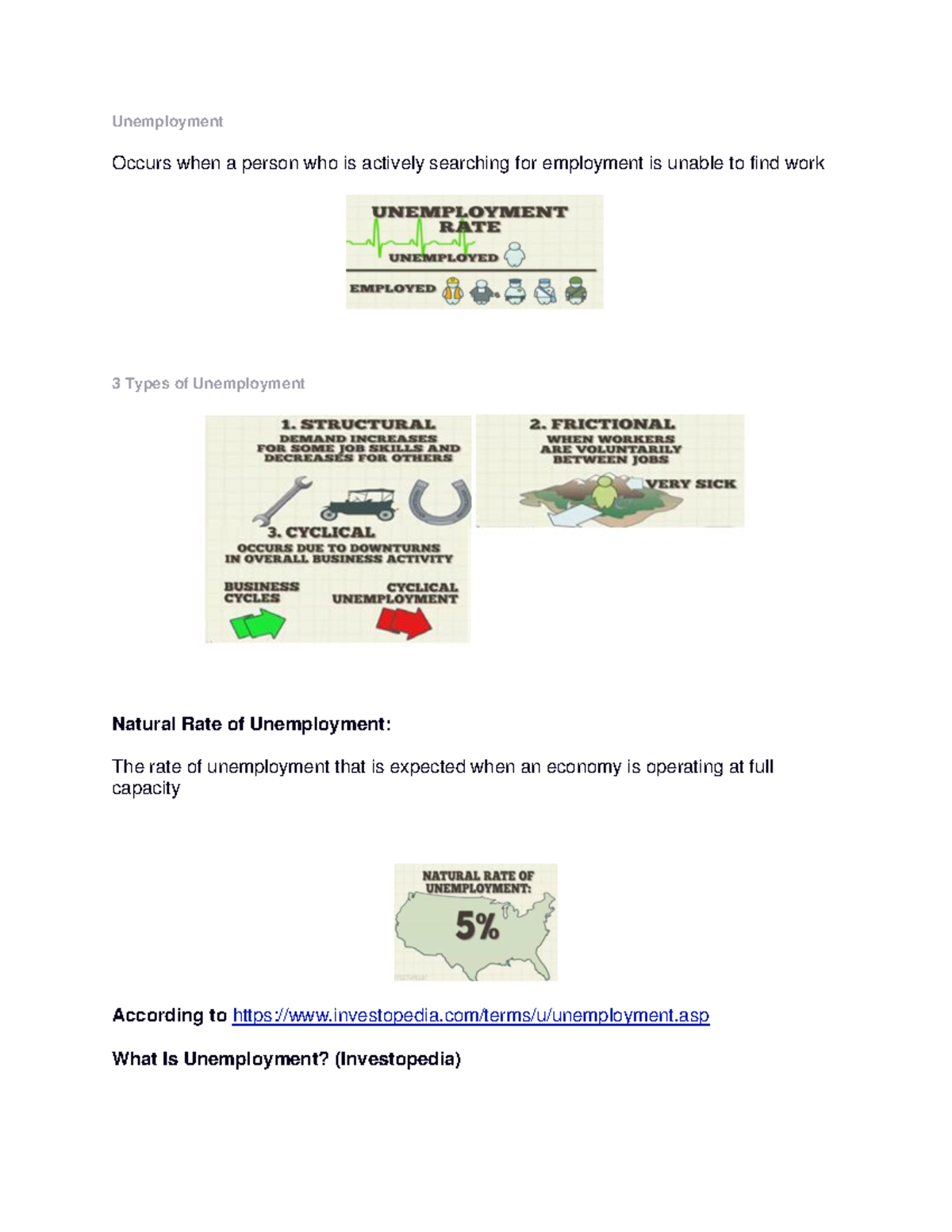 13-Unemployment - SECOND SEM - Unemployment Occurs when a person who is ...