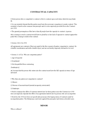 Contract I Notes - LECTURE 1: INTRODUCTION TO CONTRACT LAW Definition ...