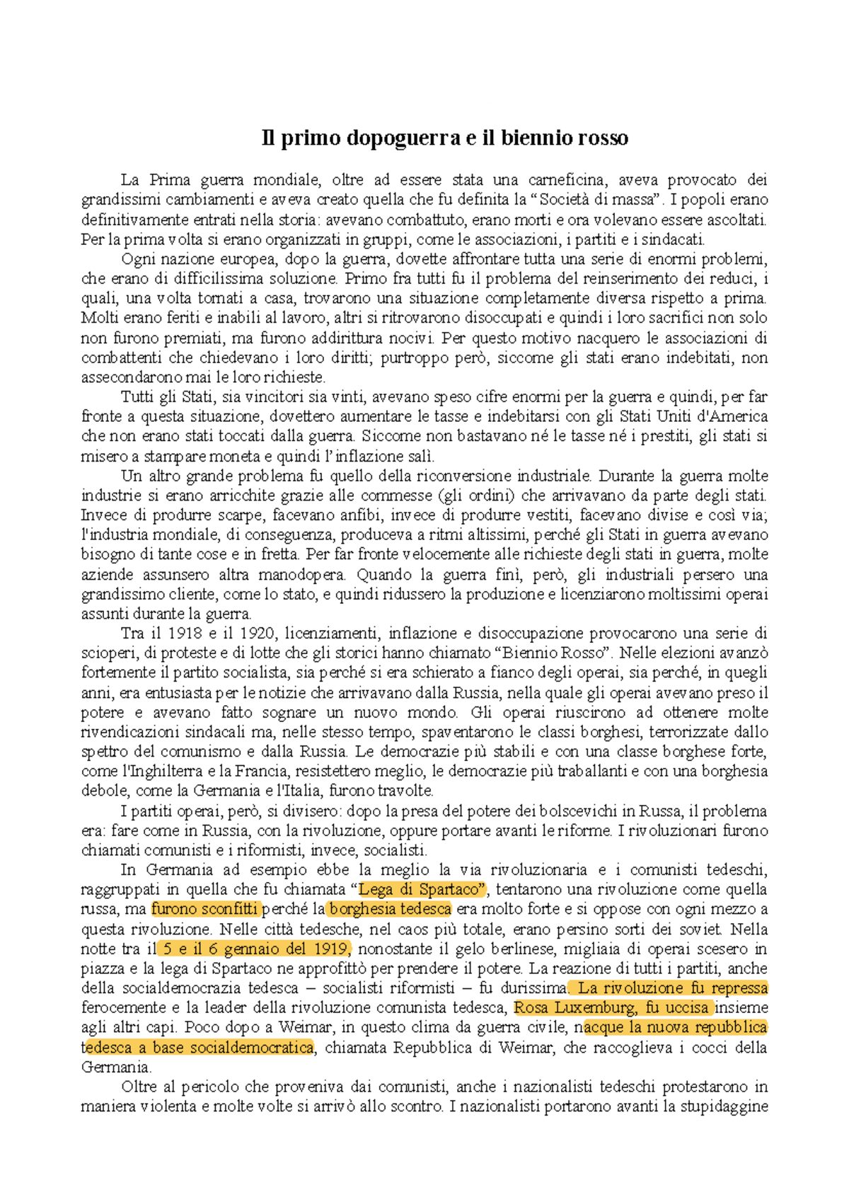 4 Il primo dopoguerra e il Biennio rosso 2 - Adriano Di Gregorio Il primo dopoguerra e il ...