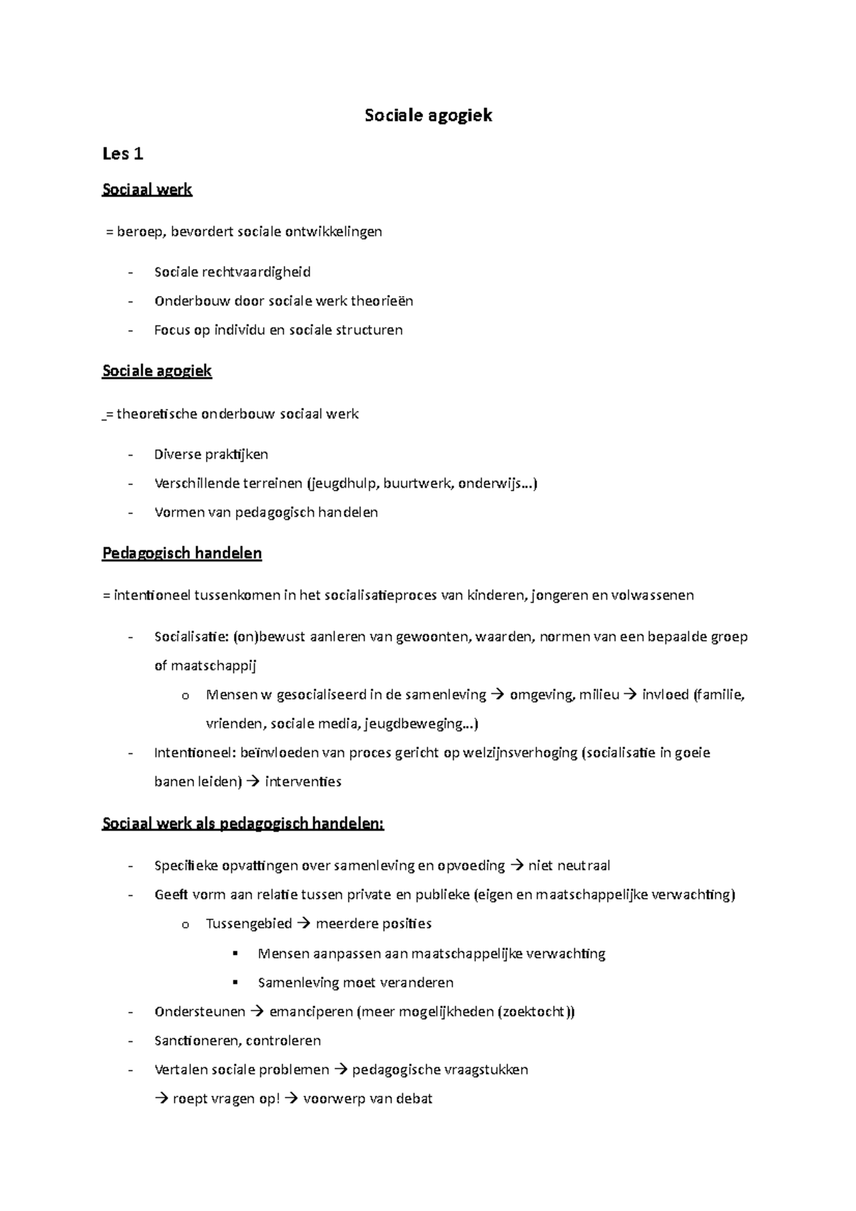 Schema les 1 - Sociale agogiek Les 1 Sociaal werk = beroep, bevordert ...
