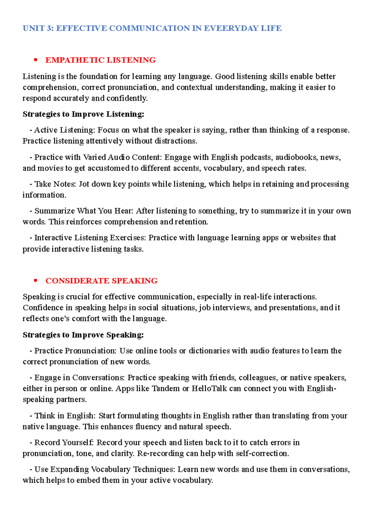 UNIT 3 culture and communication - UNIT 3: EFFECTIVE COMMUNICATION IN ...