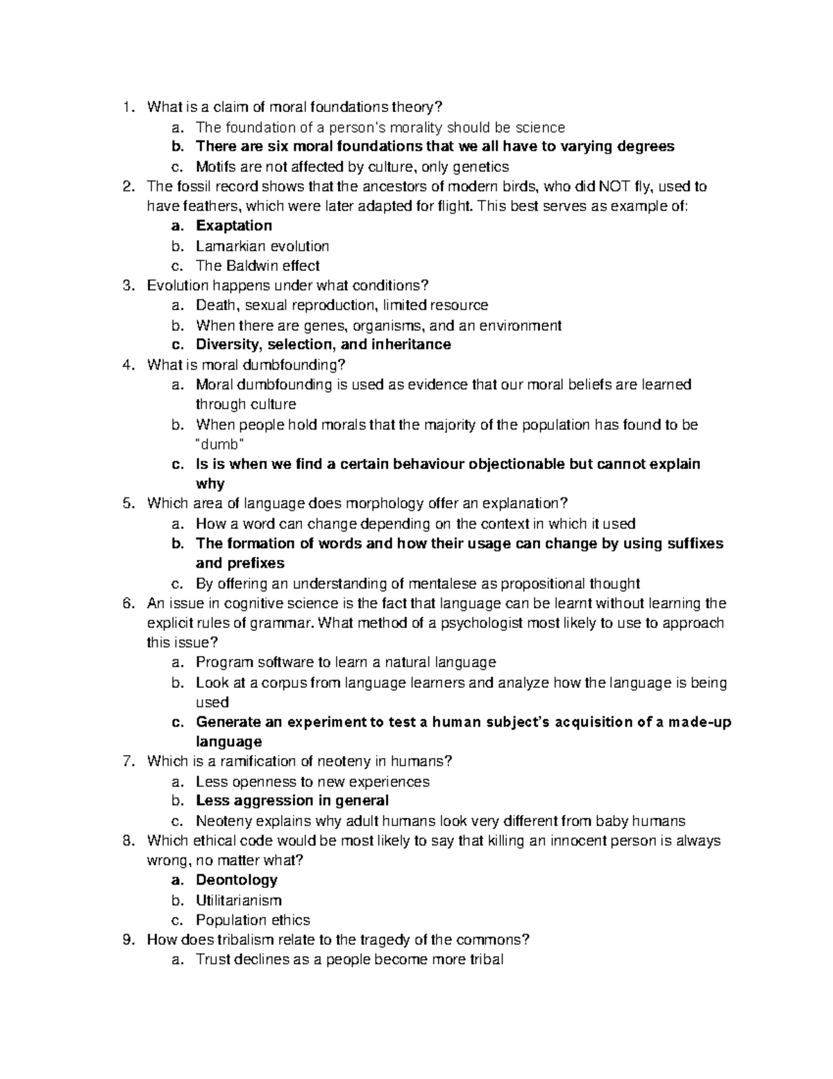 Cog sci quiz 2 answers confirmed 2 - What is a claim of moral ...