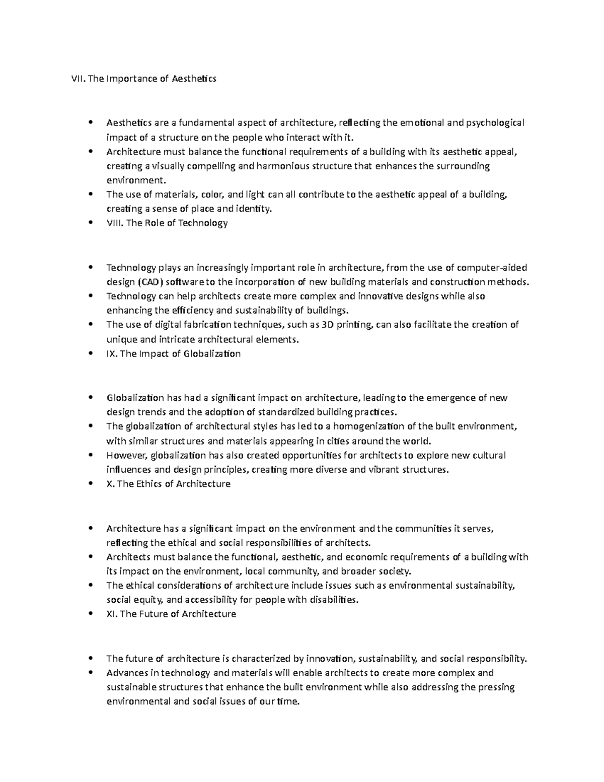 Chapter 1 Understanding architecture Part B notes - VII. The Importance ...