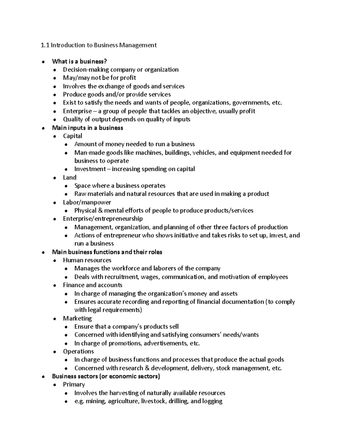 1.1 Introduction to Business Management - 1 Introduction to Business ...
