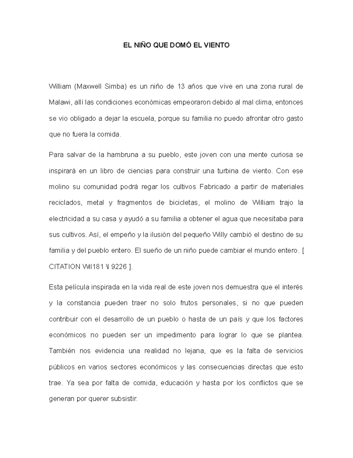 EL NIÑO QUE DOMÓ EL Viento - EL NIÑO QUE DOMÓ EL VIENTO William ...