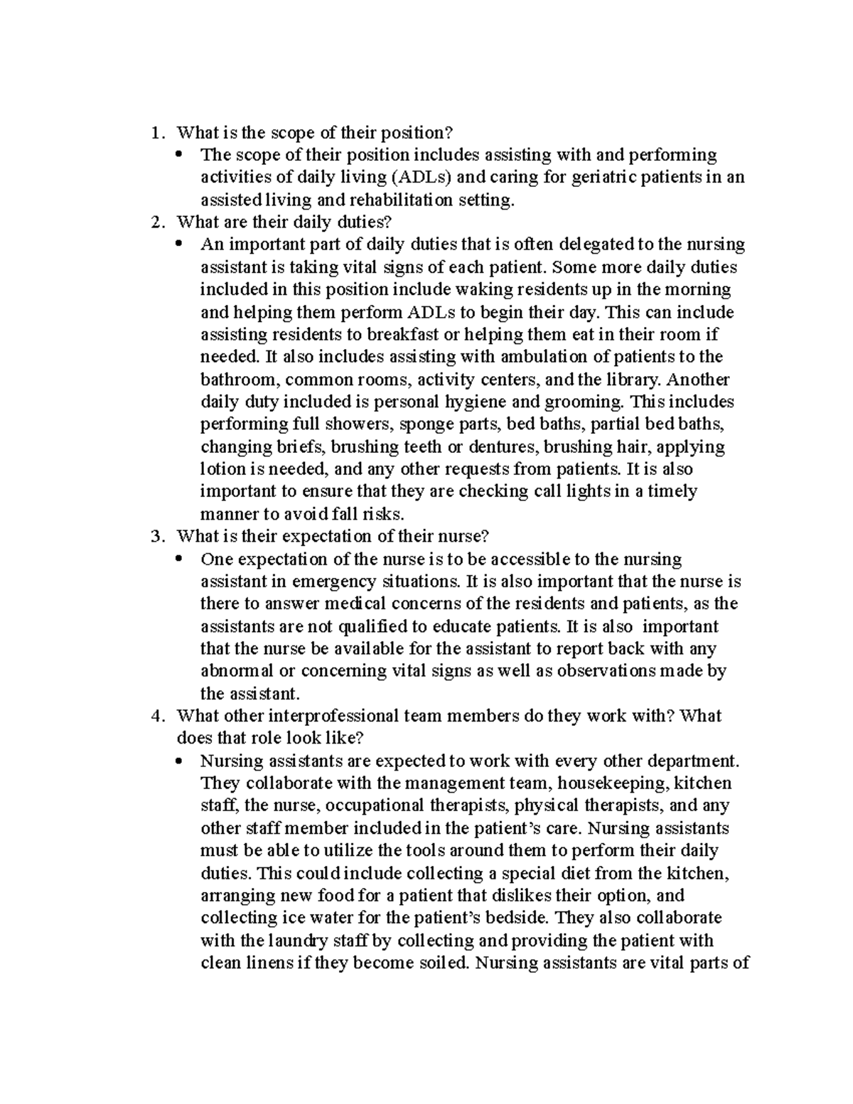 CNA Interview Assignment - What is the scope of their position? The ...