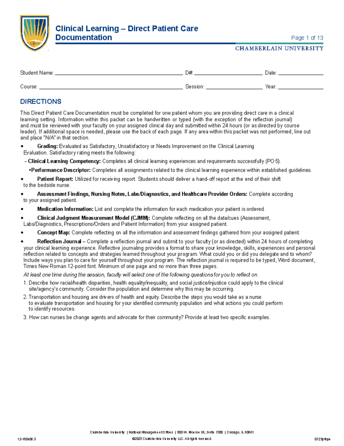 Level 4 DPCD - a guide for the cle direct care packet - Student Name ...