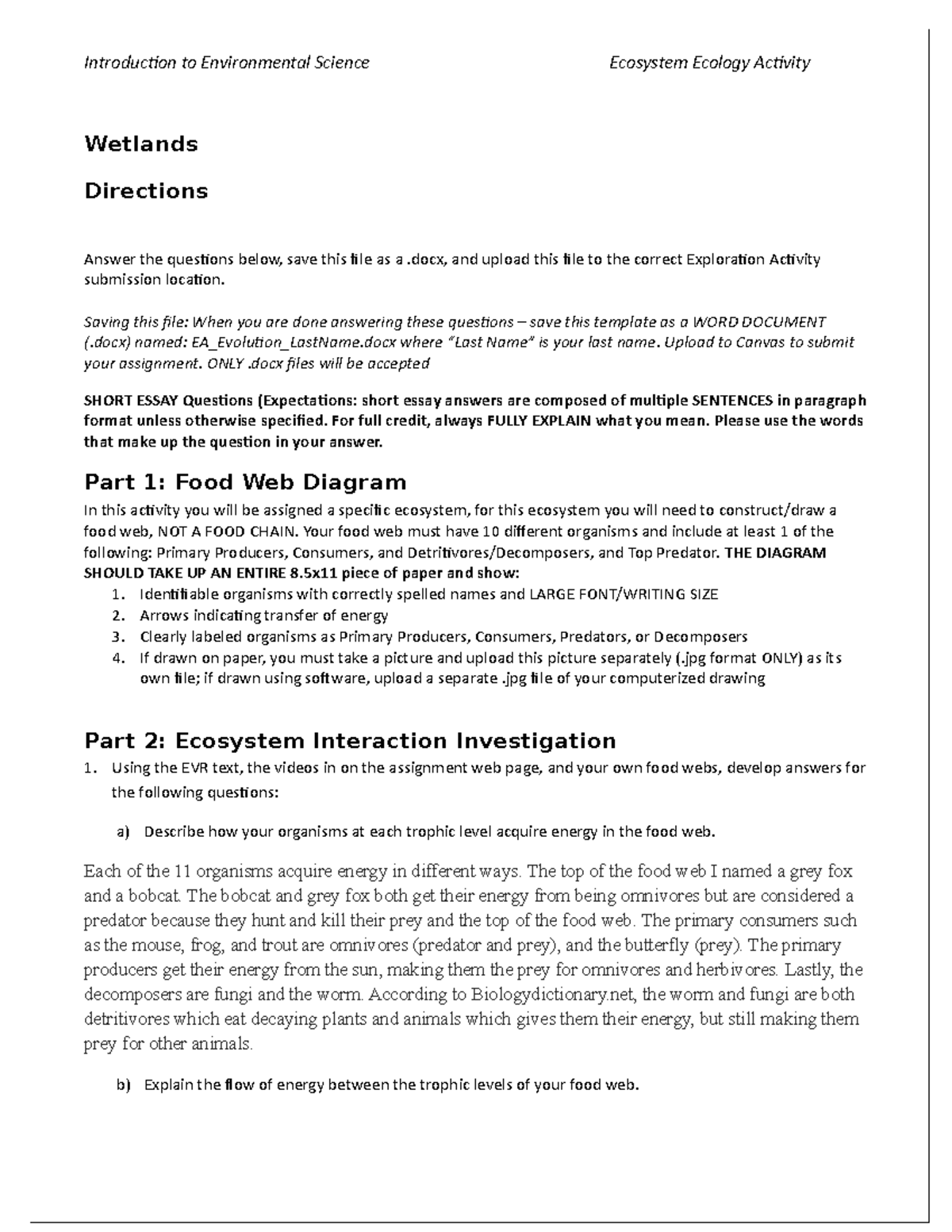 EA Ecosystem Ecology - question and answer study materials ...