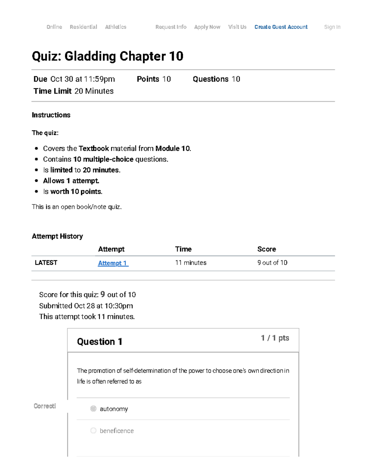 Gladding Chapter Quiz - Skip to Main Content Quiz: Gladding Chapter 10 Due Oct 30 at 11:59pm ...