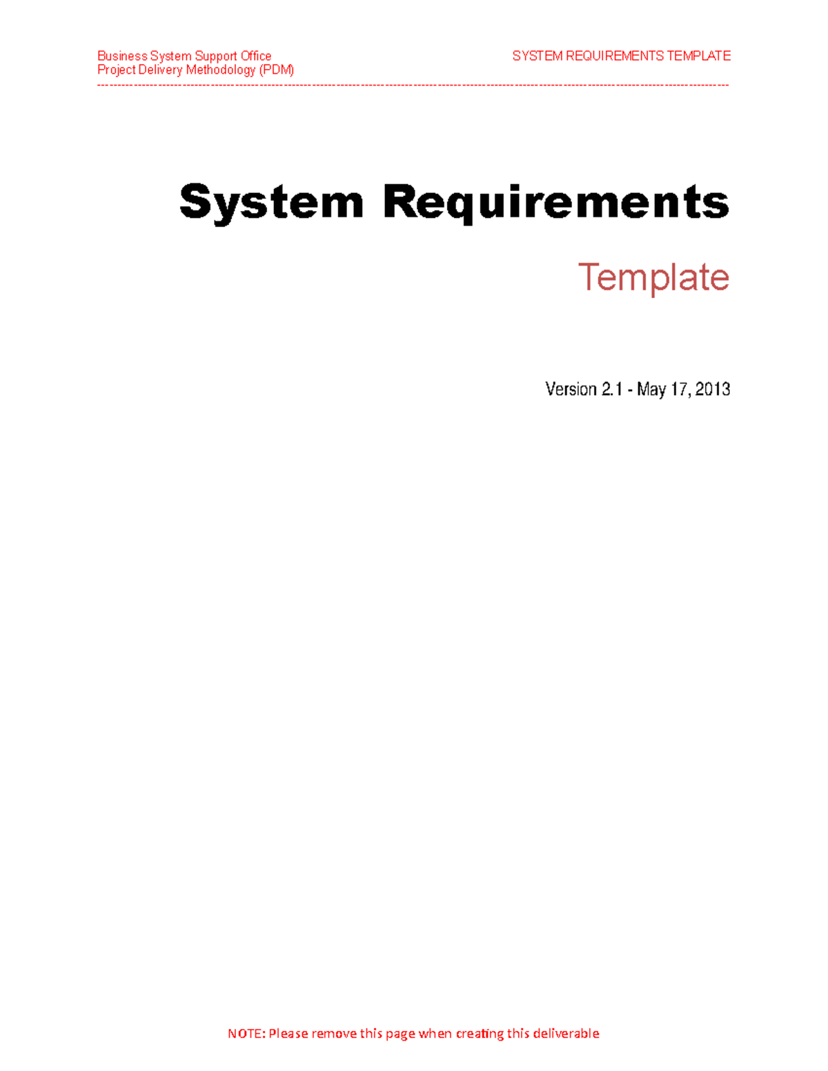 System Requirements Template - Business System Support Office SYSTEM ...