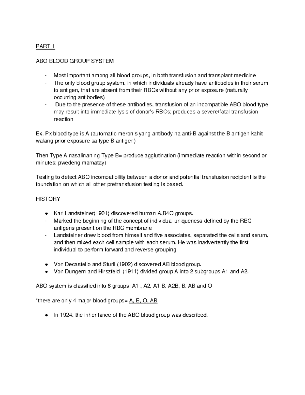 ABO Blood Group System PART 1 and 2 - PART 1 ABO BLOOD GROUP SYSTEM ...