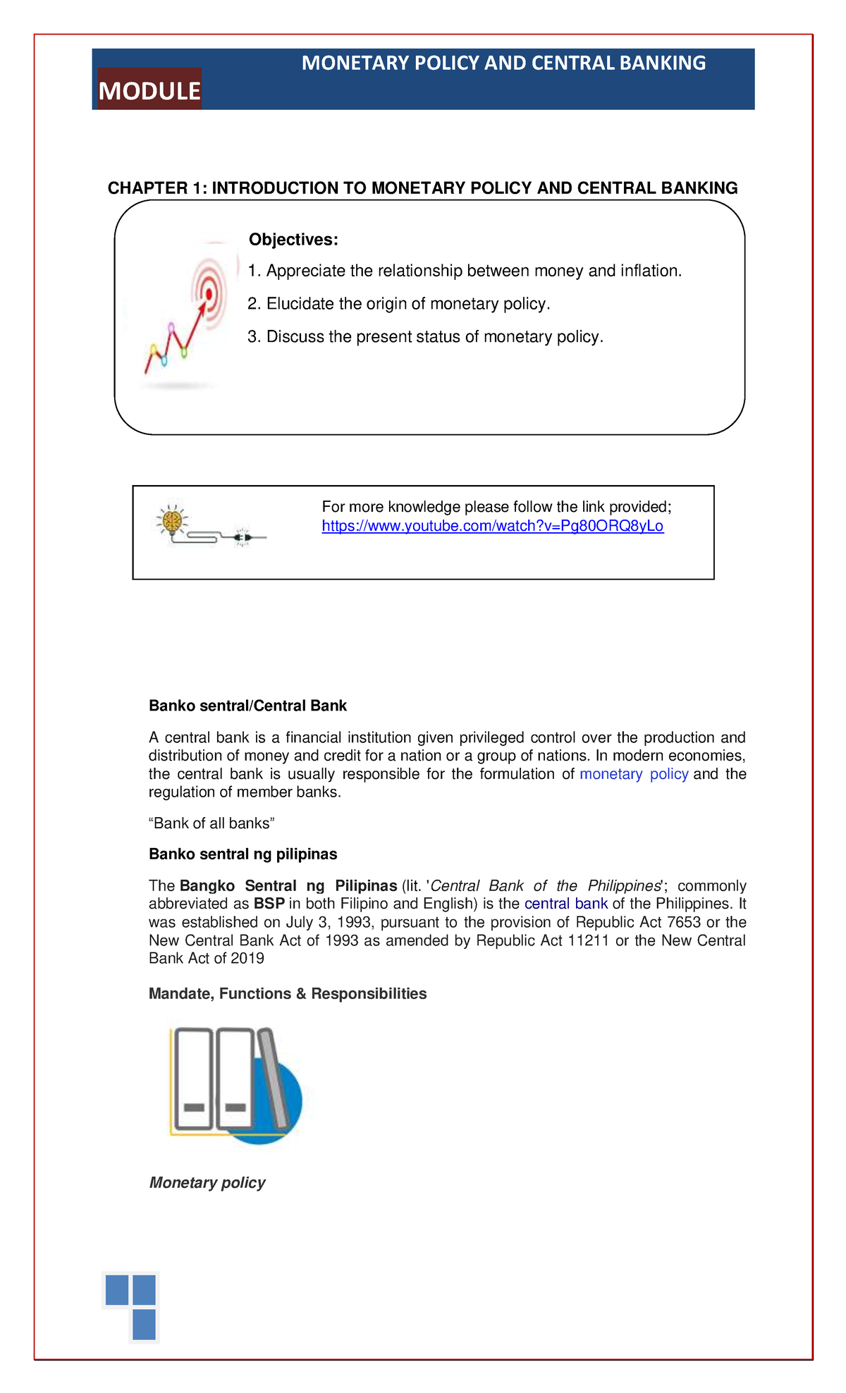 Monetary Policy Chapter 1 4 - MODULE CHAPTER 1: INTRODUCTION TO ...