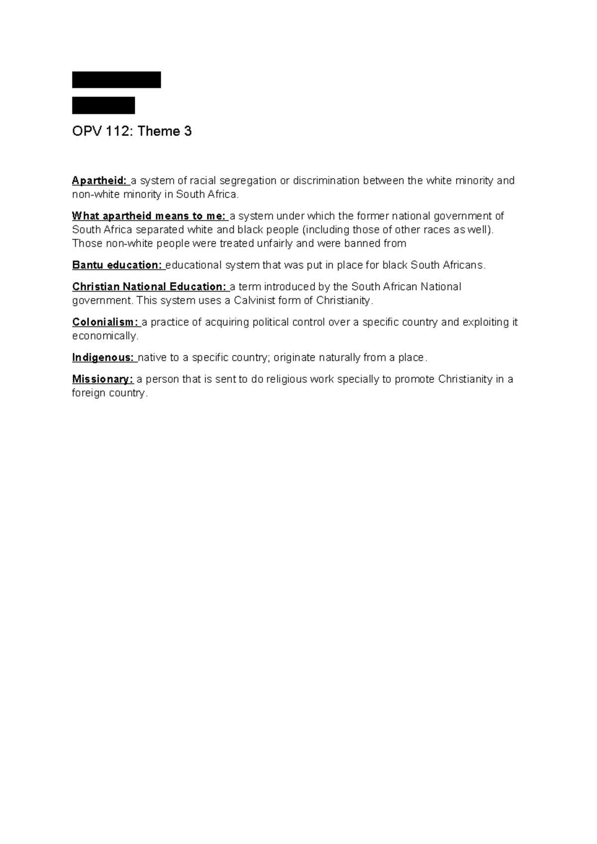 OPV 112 theme 3 assignment - Chelsea Khan 18161465 OPV 112: Theme 3 ...