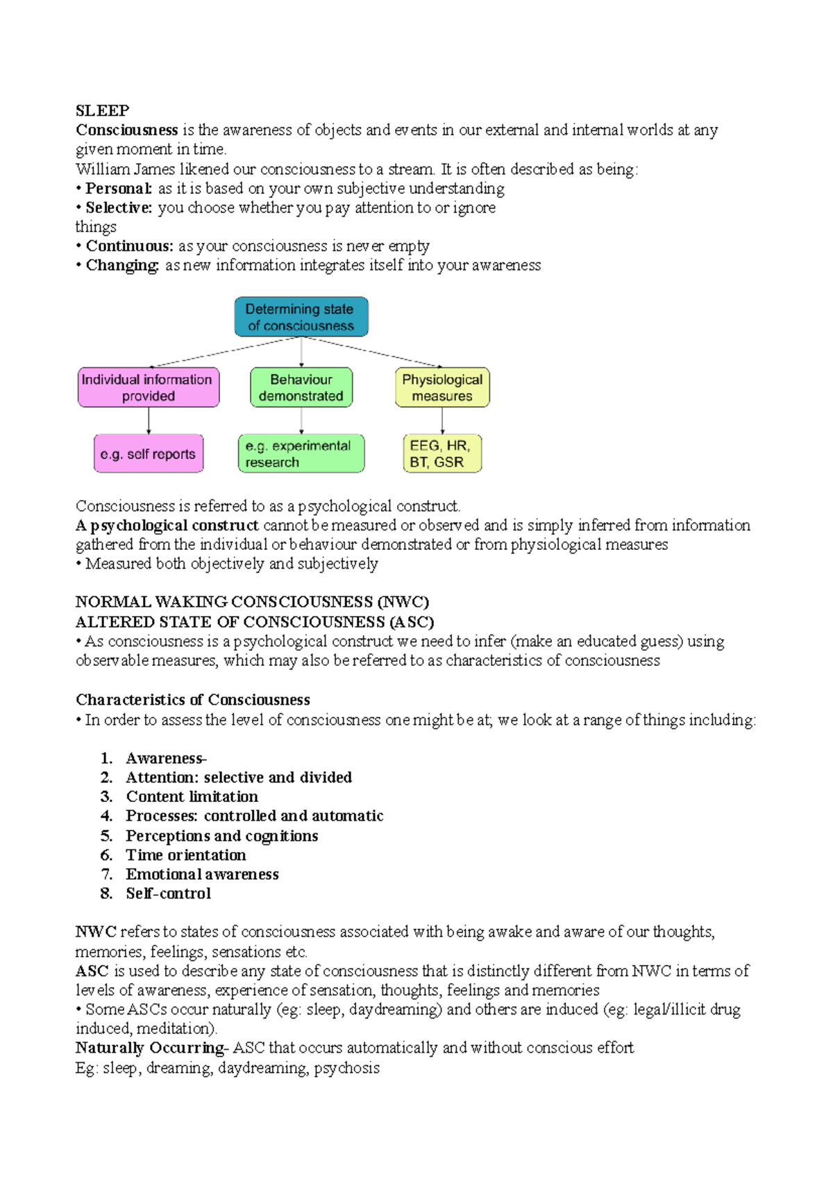 Sleep - States of Consciousness - SLEEP Consciousness is the awareness ...