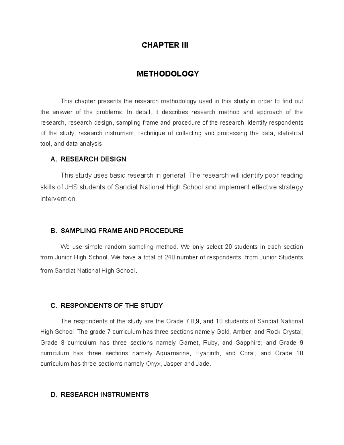 Chapter III - mmmmmm - CHAPTER III METHODOLOGY This chapter presents ...