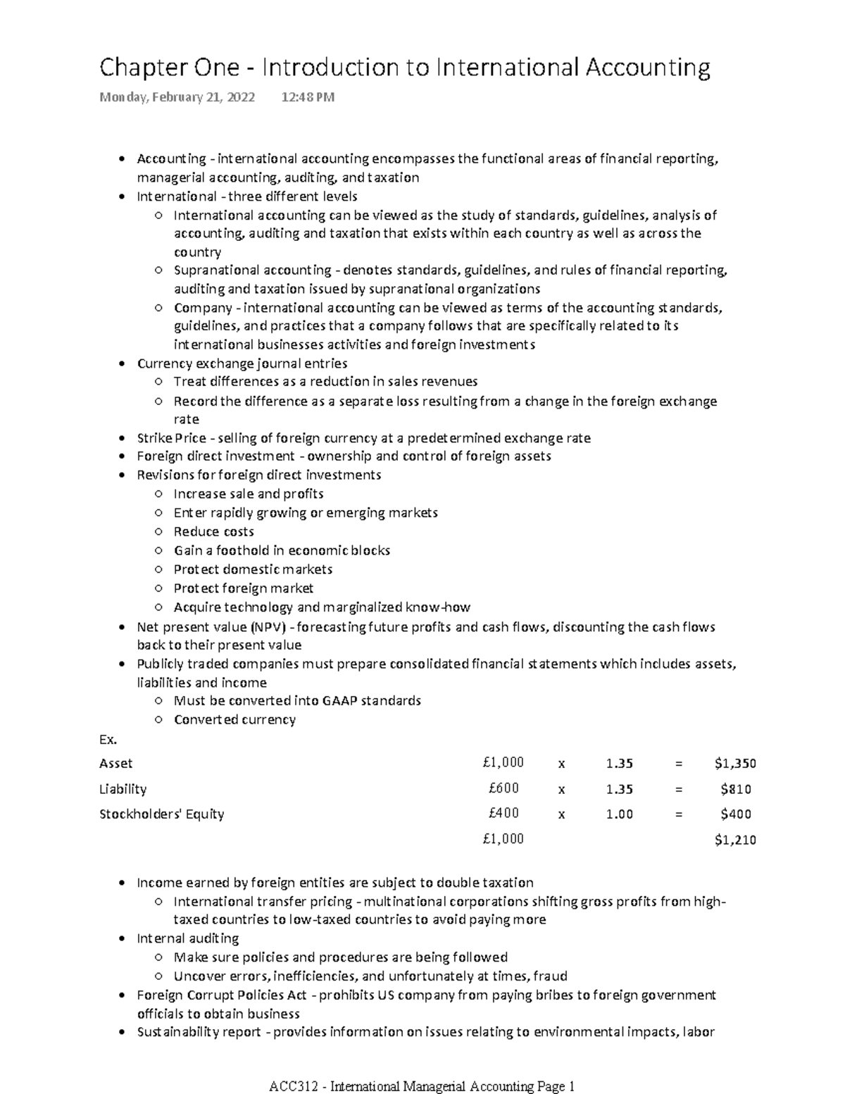Chapter One - Introduction to International Accounting - Accounting ...