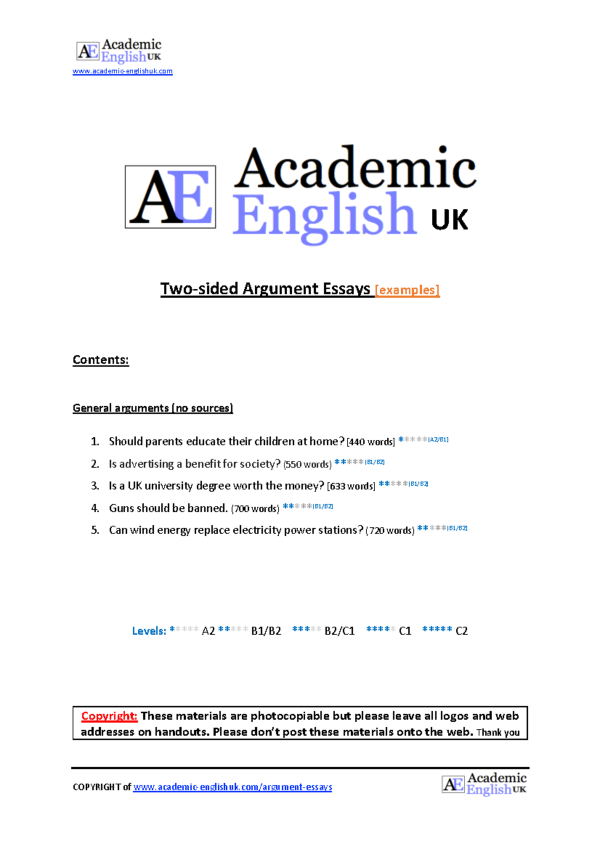 Argument book general x5 Example AEUK - Two-sided Argument Essays ...
