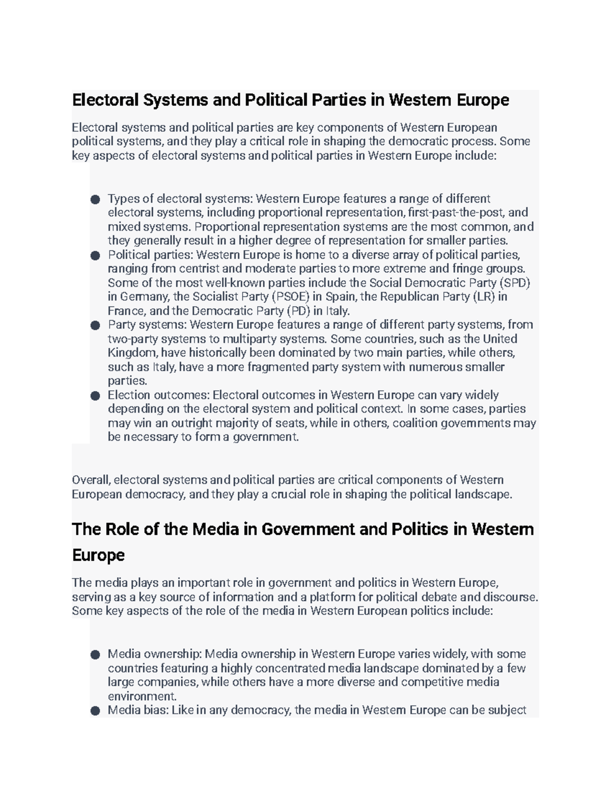 Government and Politics in Western Europe 5-6 - Electoral Systems and ...