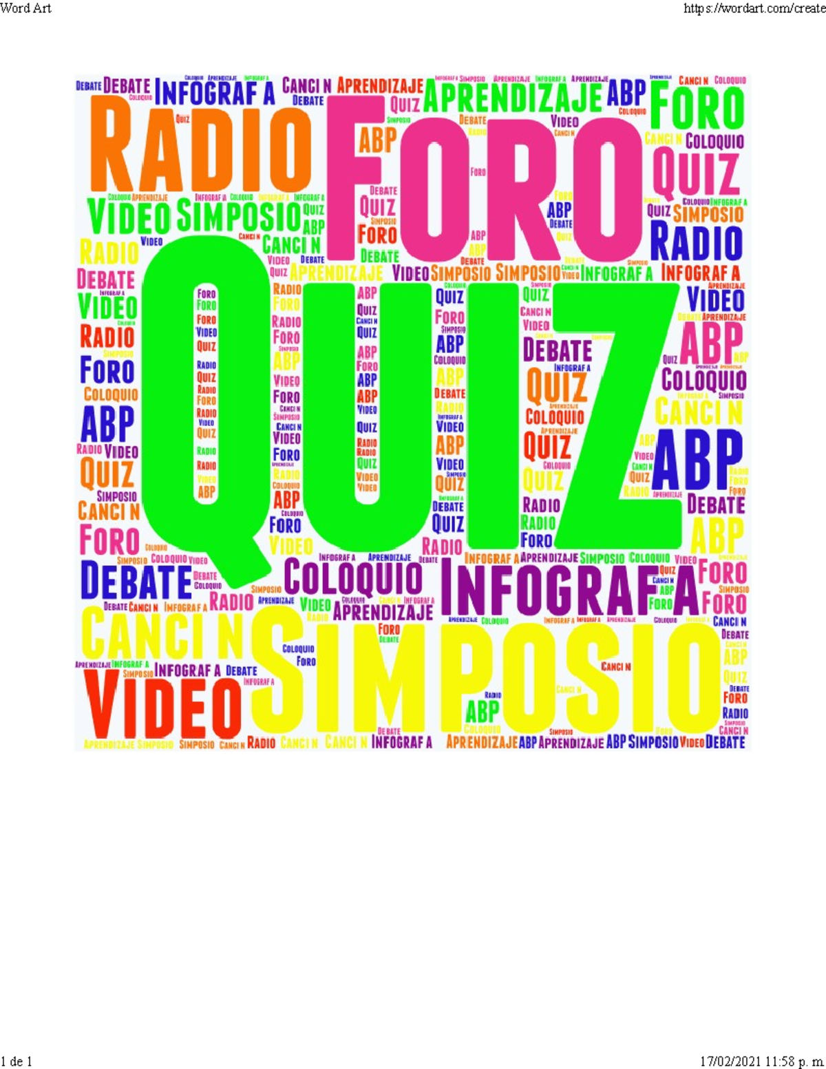 Nube quizz Nube quizz - Word Art APRENDITAJE CANCI N APRENDIZAJE ...