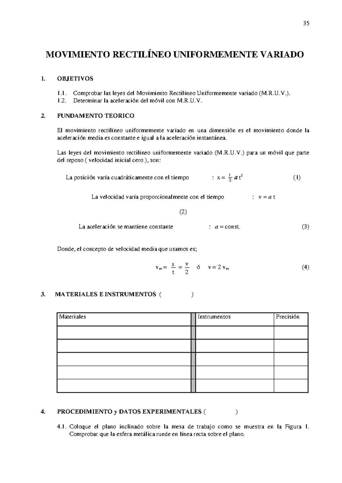 04 Movimiento rectilineo uniformemente variado - MOVIMIENTO RECTILÍNEO ...