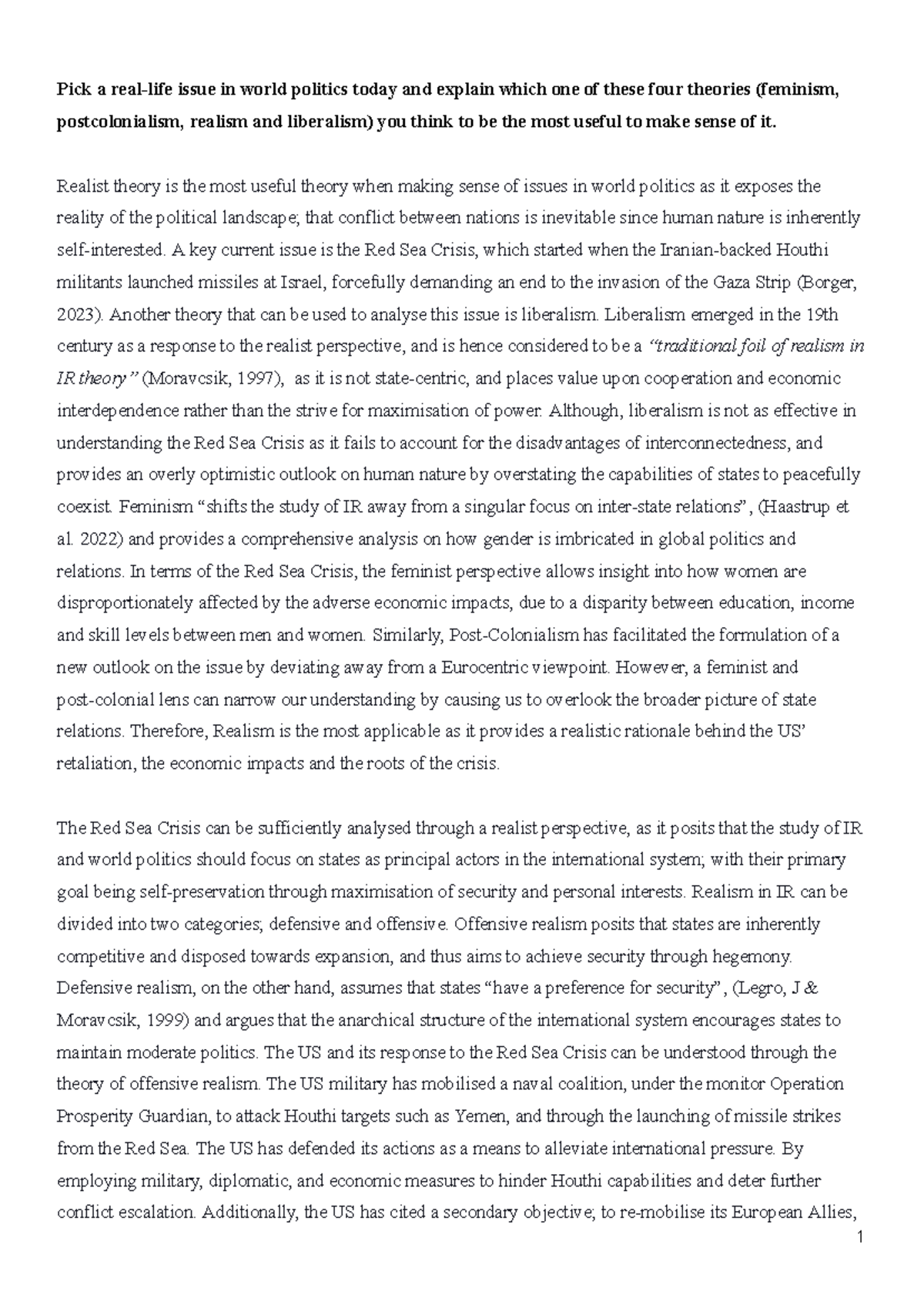 Research Essay 1621 - Pick a real-life issue in world politics today ...