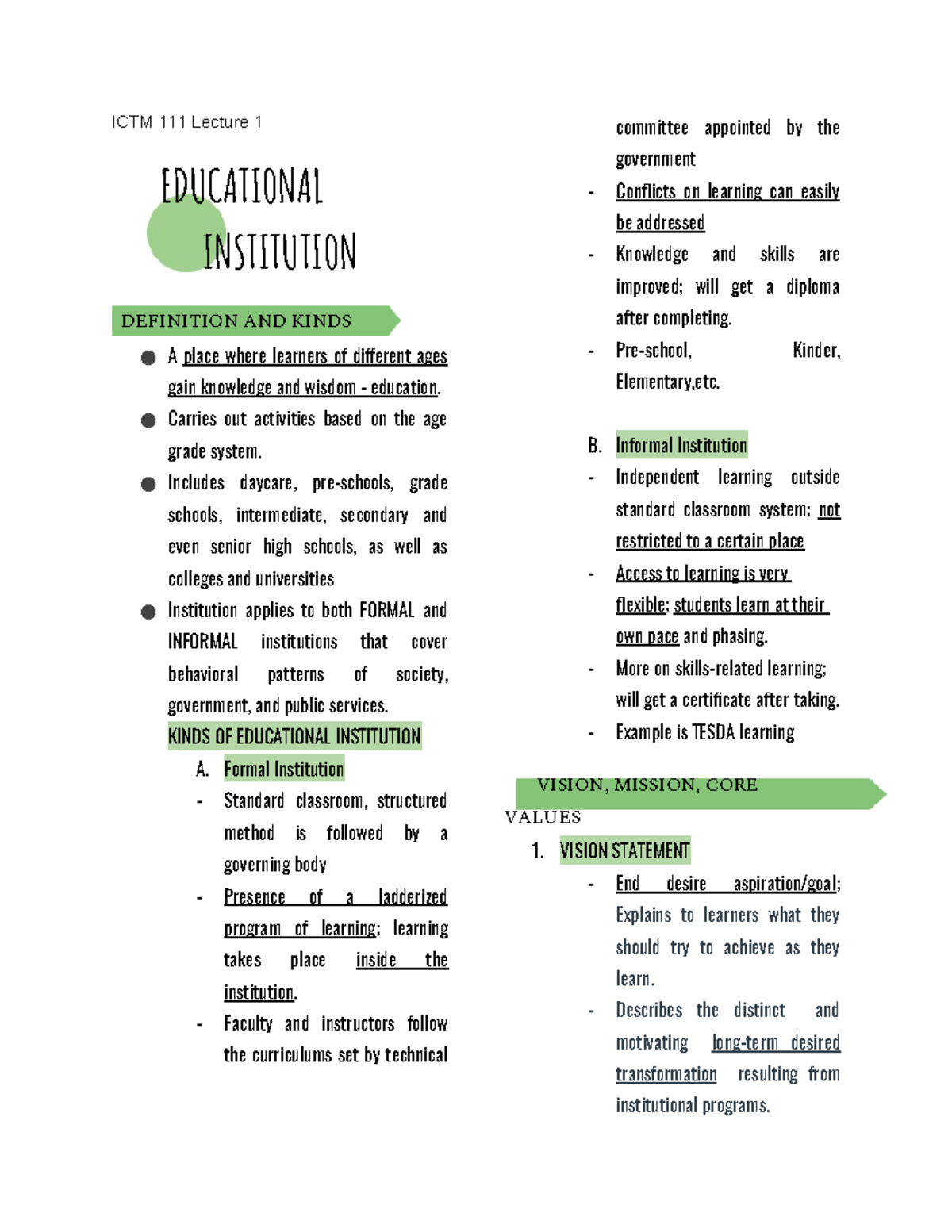 ICTM 111 Prelims - iictm111 - ICTM 111 Lecture 1 EDUCATIONAL ...