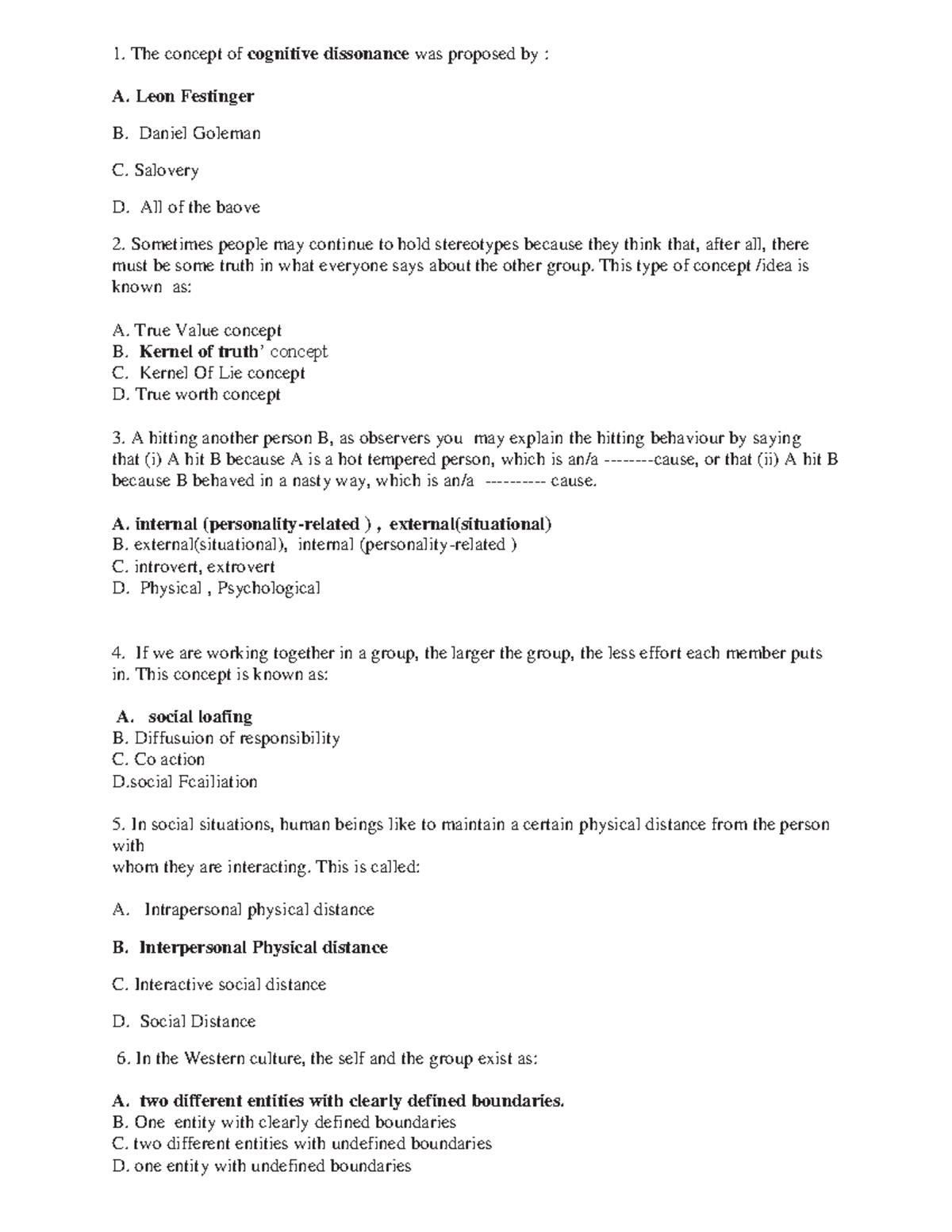 MCQ - Questions for Practice - 1. The concept of cognitive dissonance ...