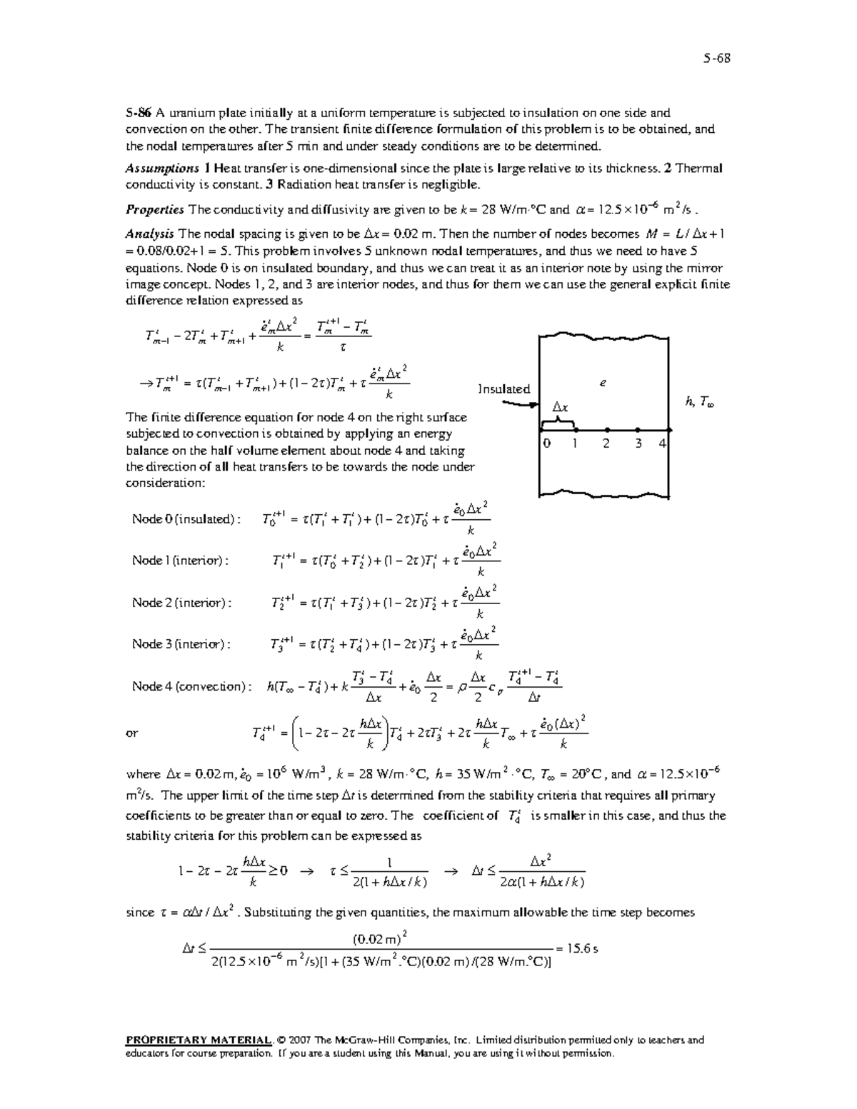 Numerical methods in heat conduction - 5-68 5-86 A uranium plate ...