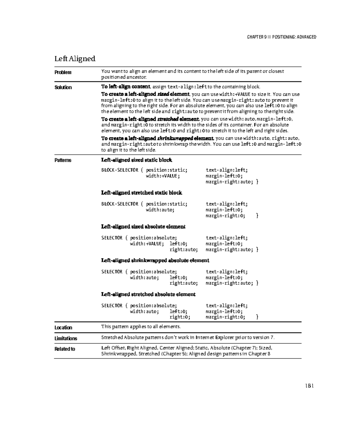 Web development (19) - Left Aligned Problem You want to align an ...