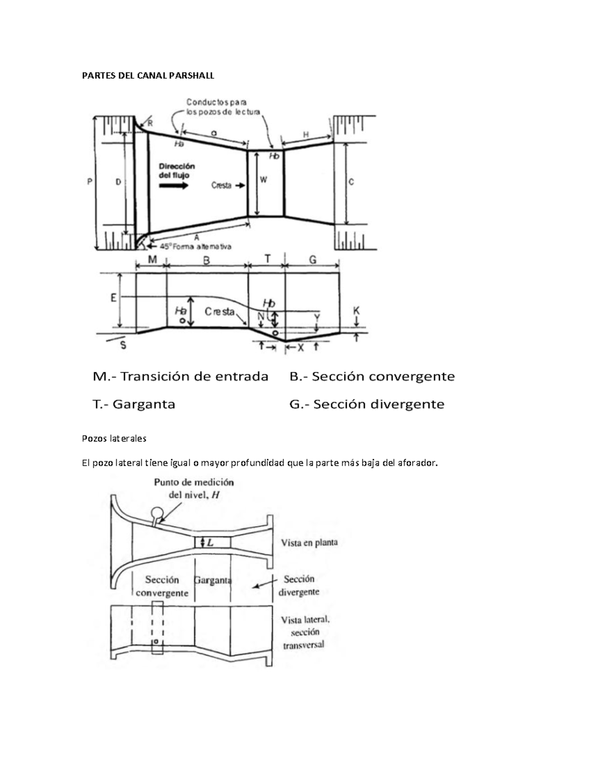 Gráfico de Canal Parshall - Hidraulica De Tuberias Y Canales - PARTES ...
