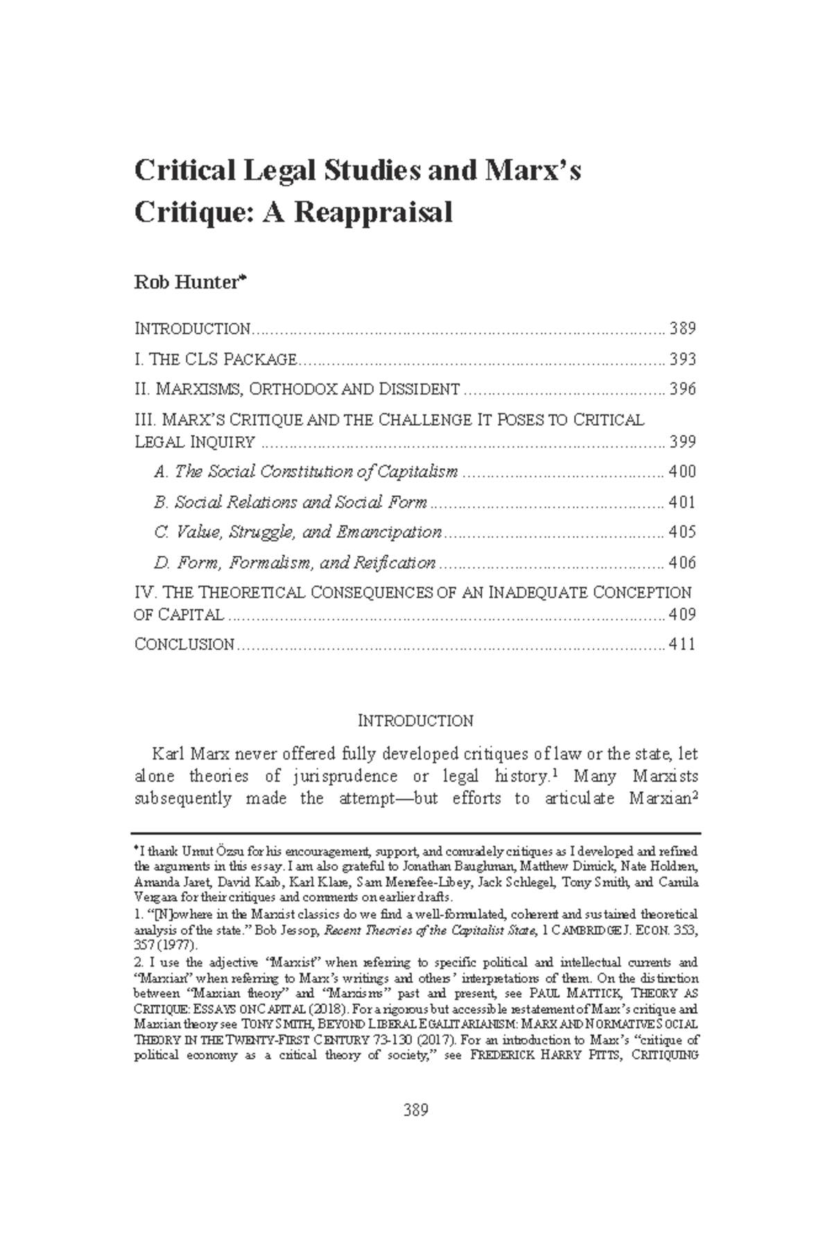 6 Hunter Critical Legal Studies and Marx s Critique - 389 Critical ...