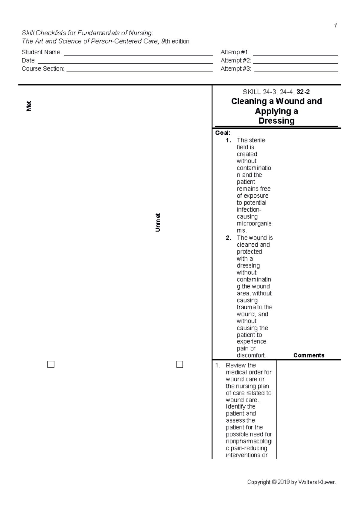Sterile+Dry+Dressing+Change+Skills+Checklist - Skill Checklists for ...