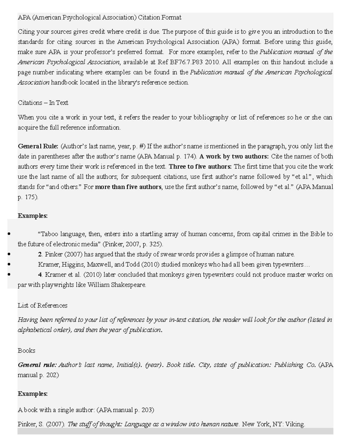 APA 1 Assigment APA American Psychological Association Citation