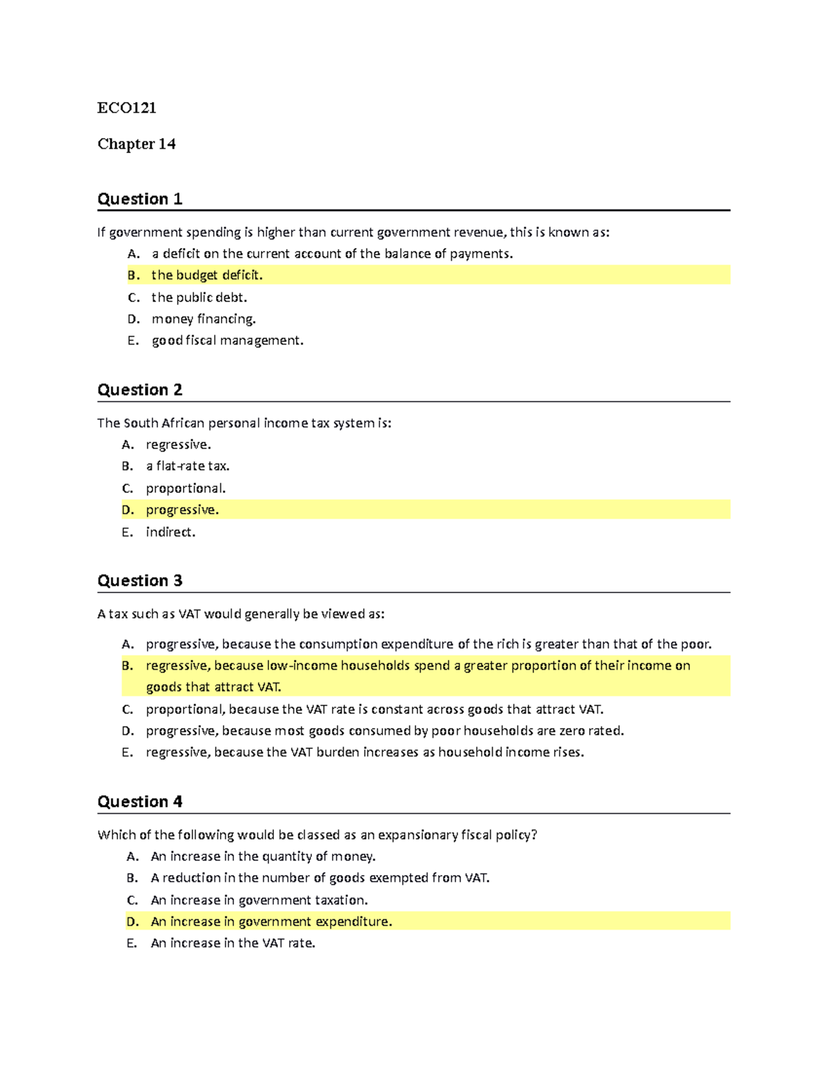 Tut 3 Chapter 15 - guh - ECO Chapter 14 Question 1 If government ...