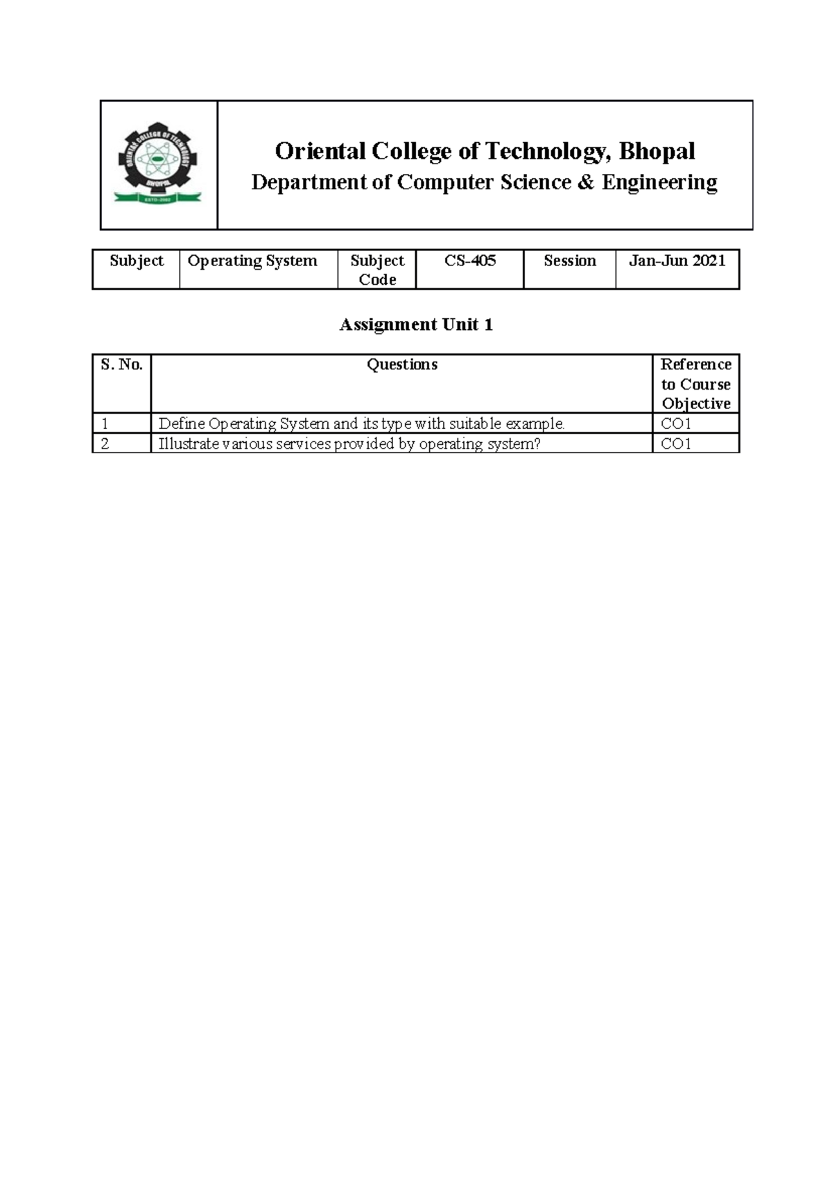 Operating system related topic - Department of Computer Science ...