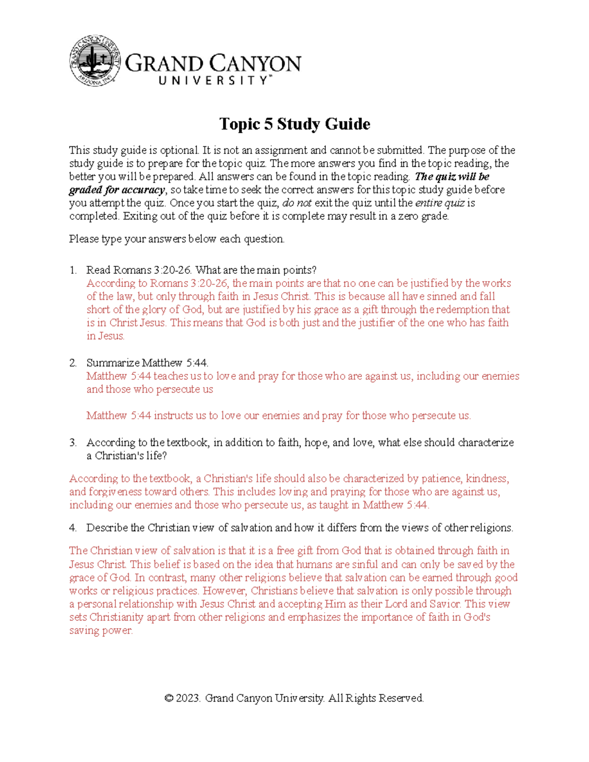 T5 Study Guide - Topic 5 Study Guide This study guide is optional. It ...